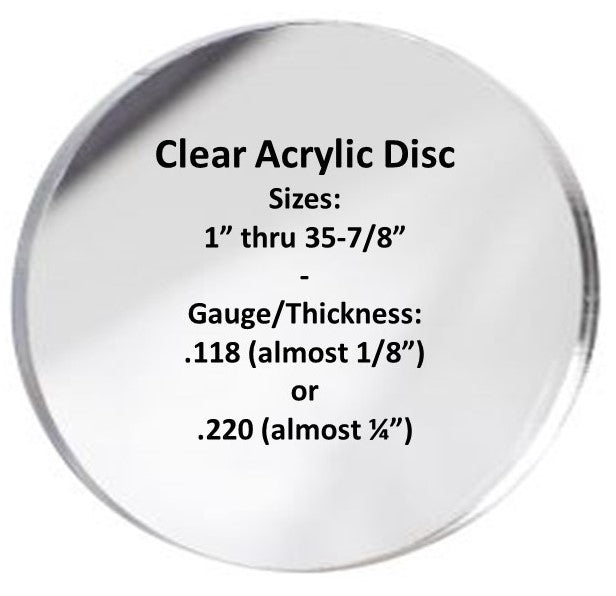 CLEAR Acrylic Disc & Table Top Protectors, .118g or .220g Thick ...