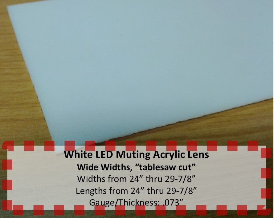 White LED Muting Acrylic Light Lens .073g-Widths 24in.-29.875in ...