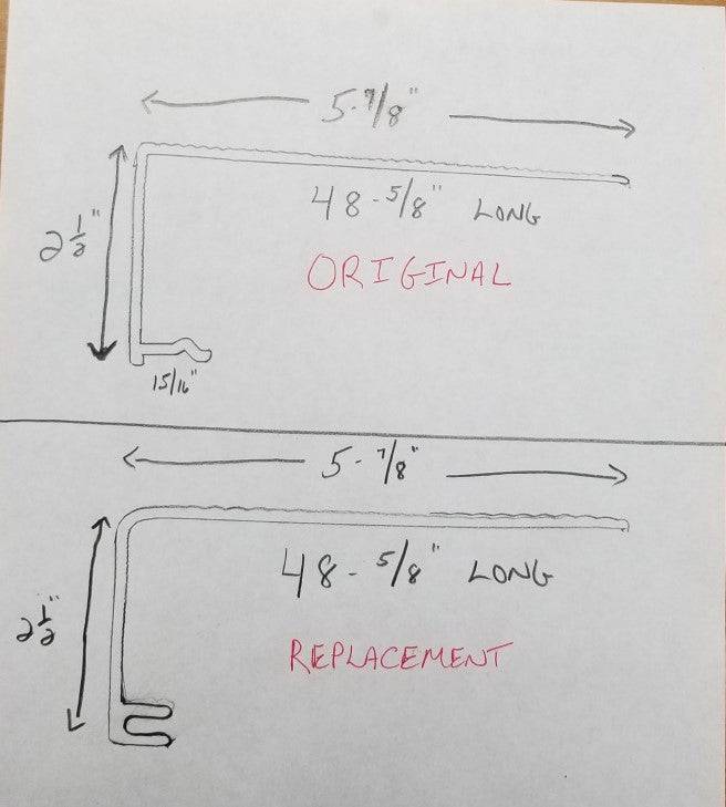 L Shaped Lens:5-7/8" wide x 48-5/8"